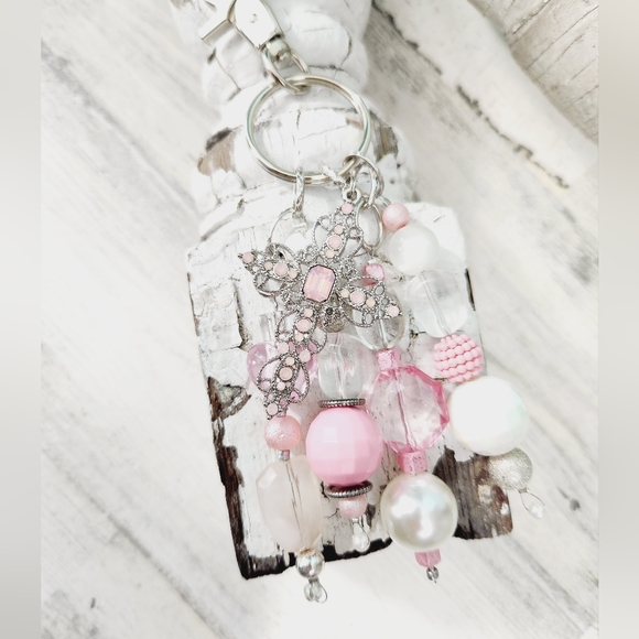Hand Crafted | Accessories | Handmade Pink Cross Purse Charm Keychain ...